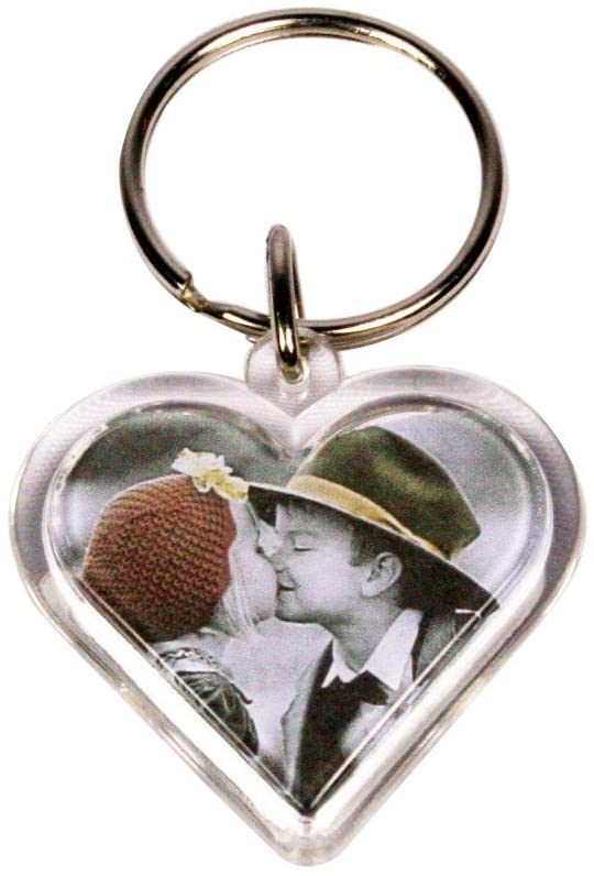 25 Heart Shape Blank Photo Keyrings 31 mm Maximum Width G1512 – TopToy