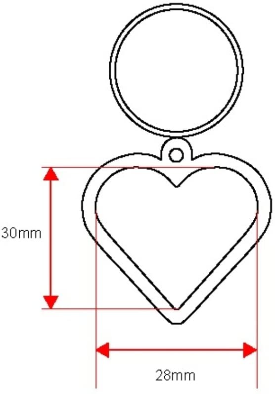 25 Heart Shape Blank Photo Keyrings 31 mm Maximum Width G1512 – TopToy