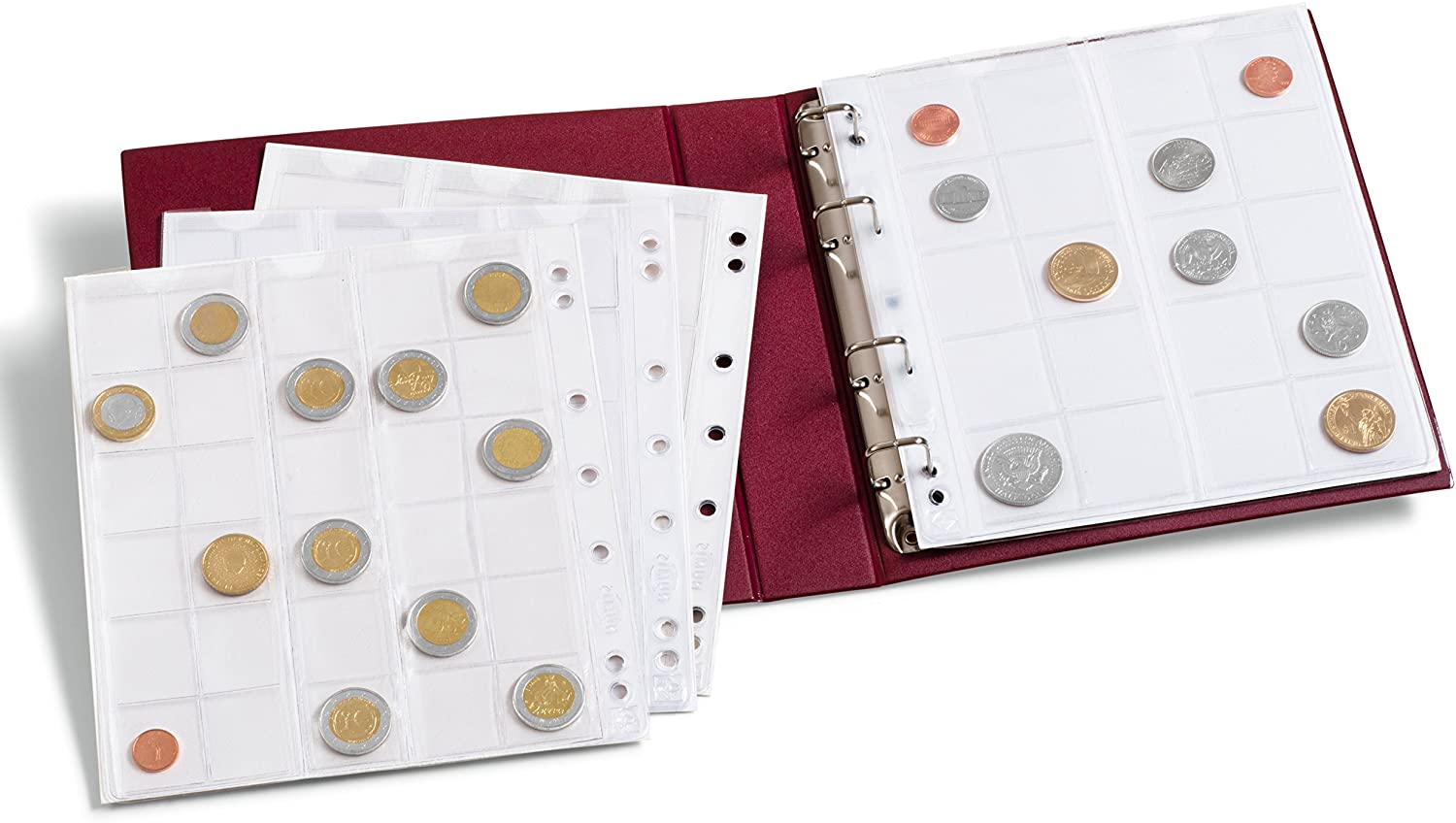 Lighthouse coin album NUMIS, incl. slipcase, with 5 pocket sheets, red ...