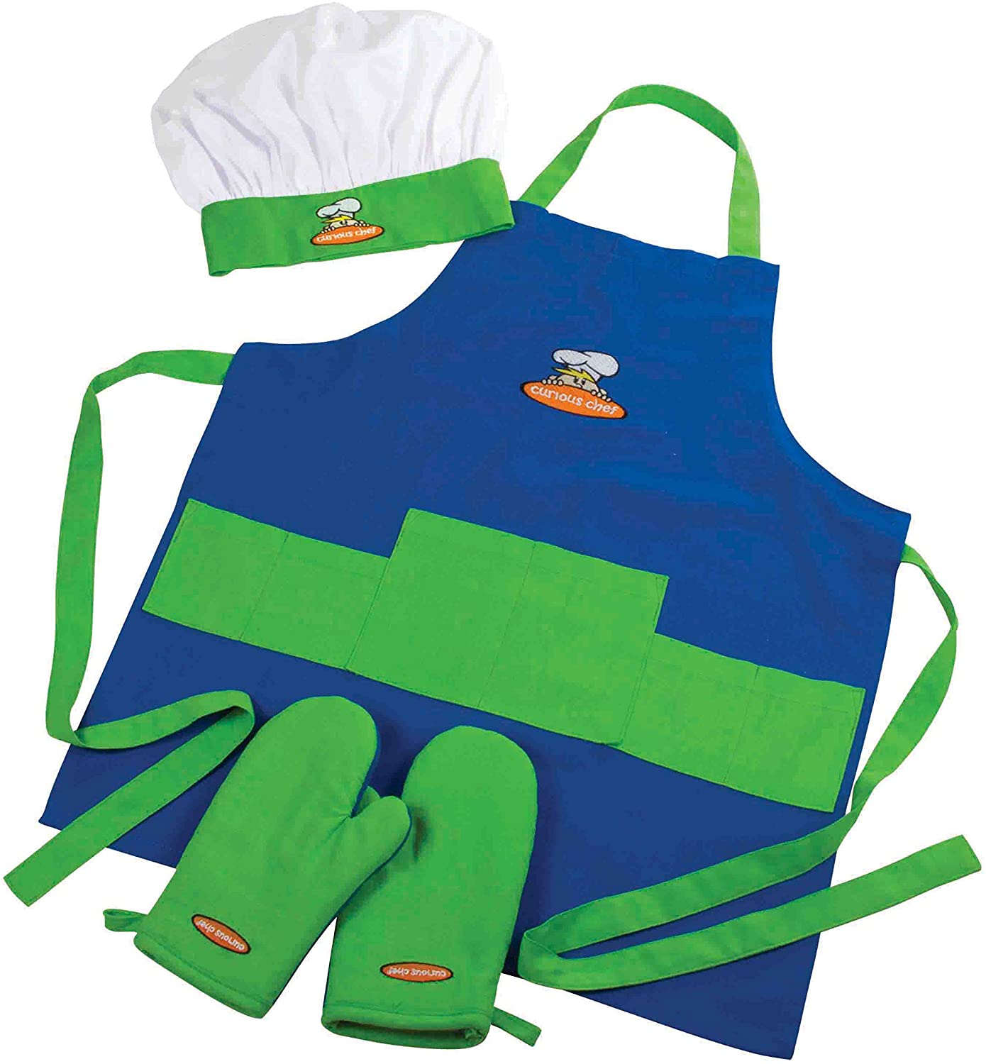 Curious Chef Children’s 4 Piece Chef Set, Blue and Green – TopToy
