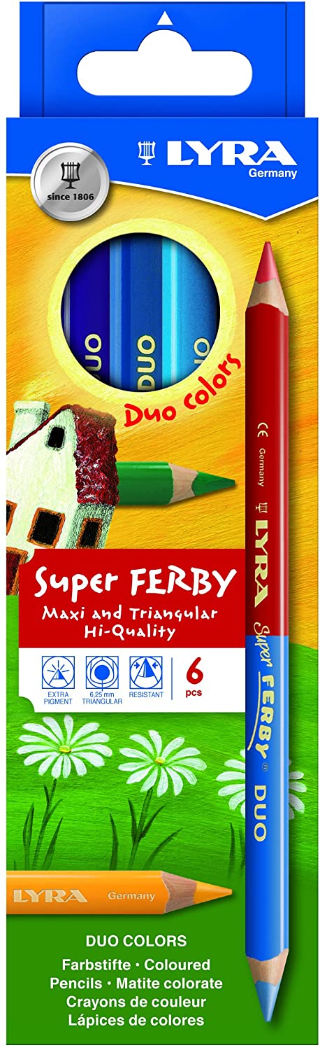 Lyra Super Ferby Colour Pencils, Assorted, 6 Duo Farbstifte, 3791069 ...