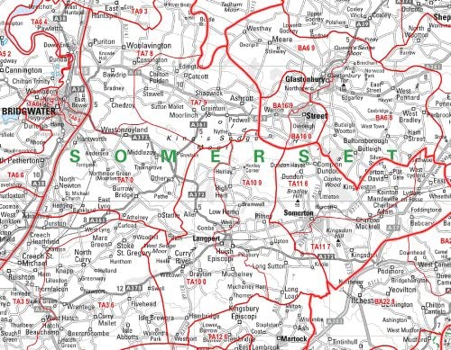 Avon and Wiltshire Postcode Sector Map 6 – Laminated Wall Map – TopToy