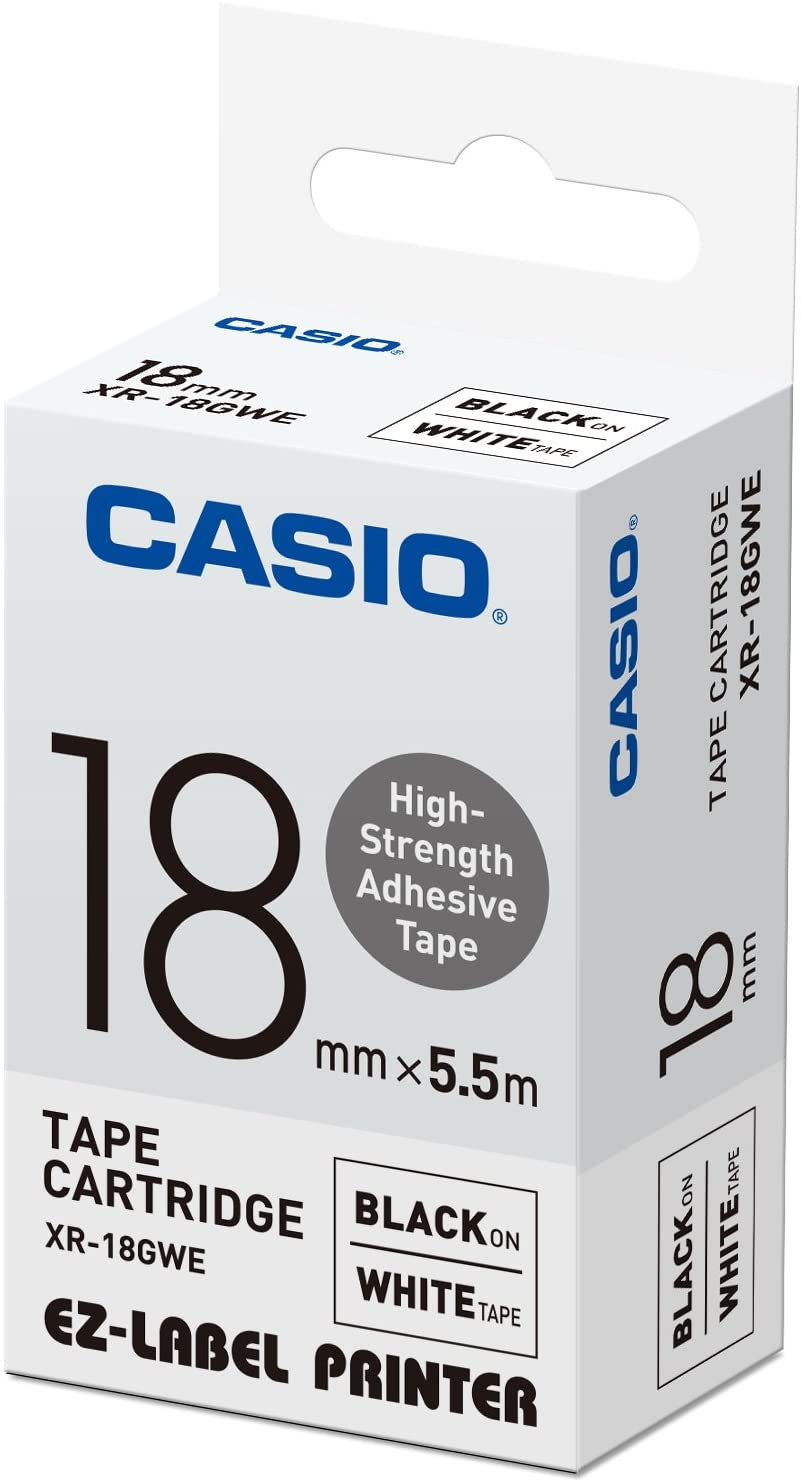 Casio XR-18GWE Professional Labelling Tape Black on White – TopToy