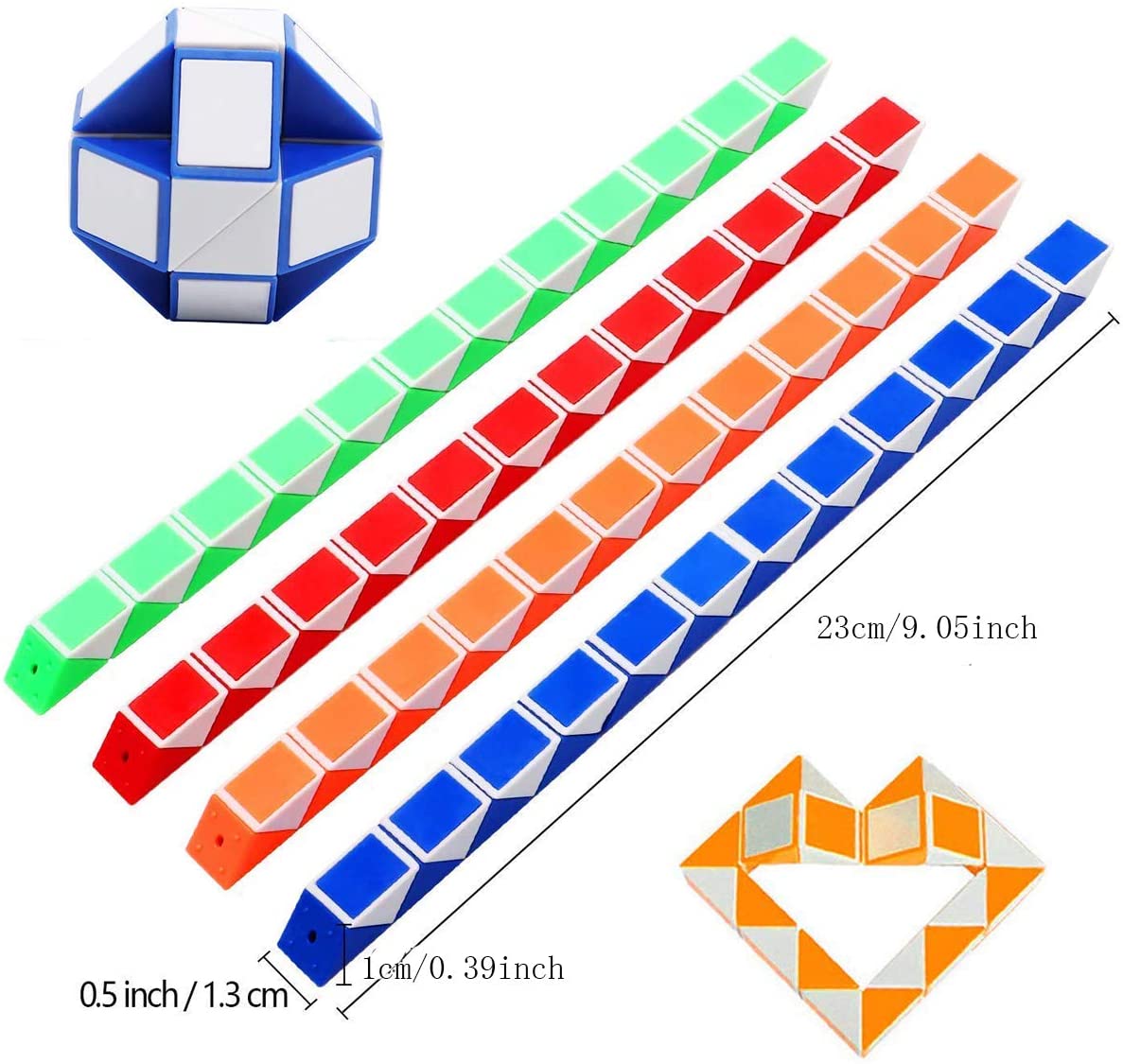 mengger Snake Cube 20 Pieces 24 Blocks Magic Speed Cubes Mini Plastic ...